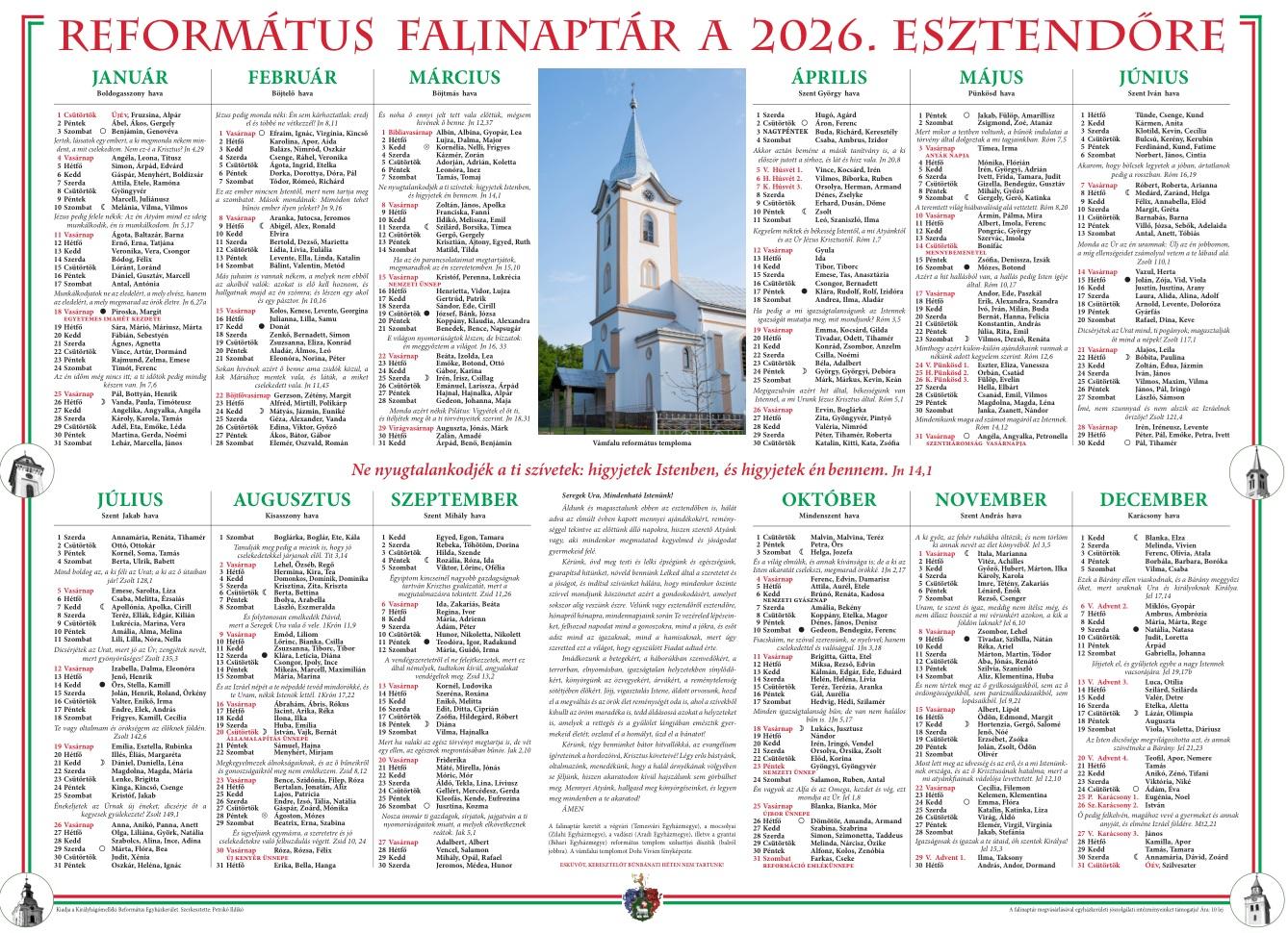 Már kapható a 2026-os falinaptár és a Református kalendárium